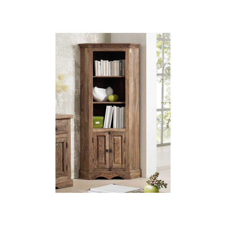 Massivmoebel24 Leeds 183cm H x 85cm W Solid Wood Corner Bookcase | Wayfair.co.uk